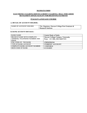 Fillable Online ELECTRONIC CLEARING SERVICE (CREDIT CLEARING) / REAL ...