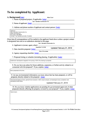 Fillable Online Environmental Checklist for SEPA Review Application ...