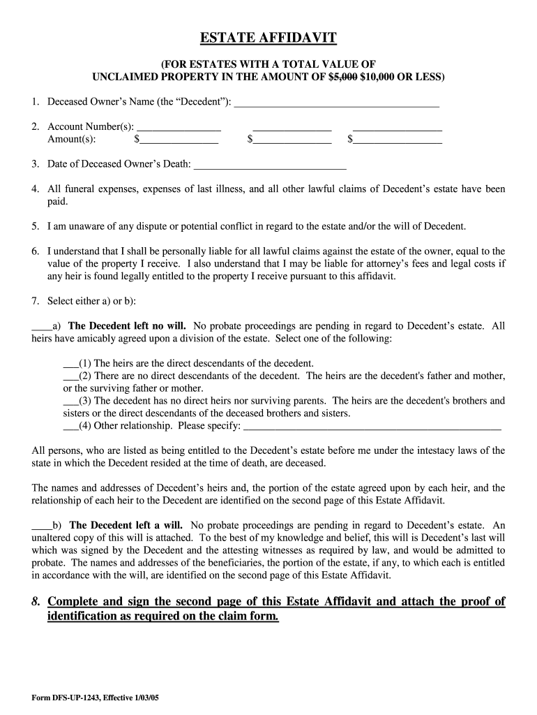 Fillable Online Form DBF-UP-1243 Fax Email Print - pdfFiller