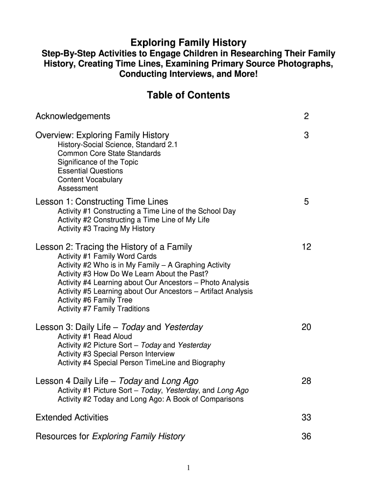 Fillable Online Family History Lesson Plans & WorksheetsLesson Planet ...