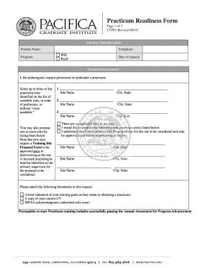 Fillable Online Practicum Readiness Form Fax Email Print - pdfFiller