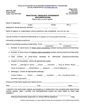 Fillable Online LPC LPC #F75-10962 Practicum Form Fax Email Print ...