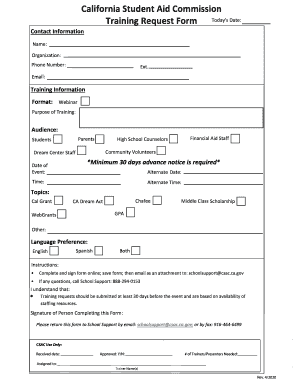 Fillable Online Training Request Form Today's Date: Fax Email Print ...