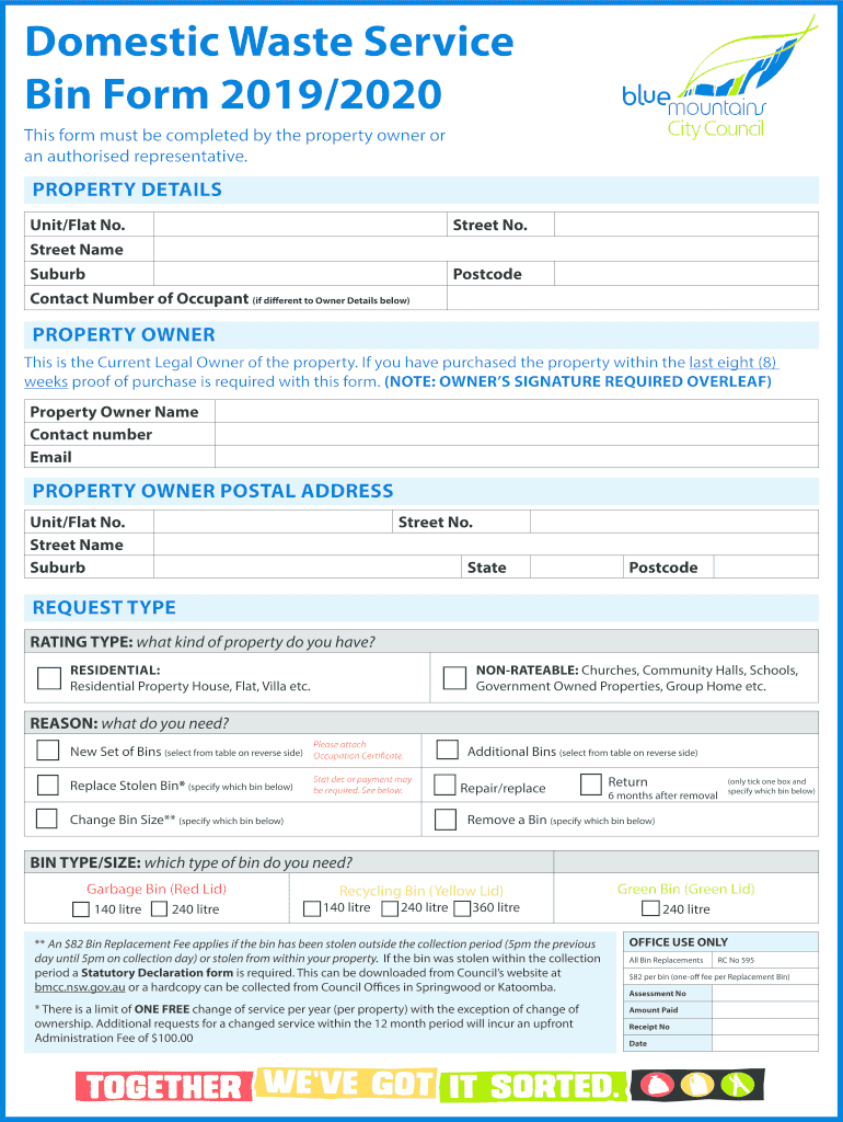 Fillable Online Bin Form 2019/2020 Fax Email Print - pdfFiller