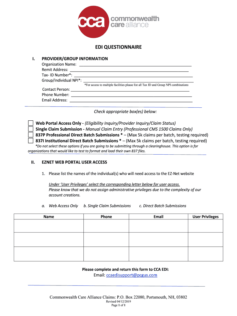 Fillable Online EDI-Questionnaire Fax Email Print - pdfFiller