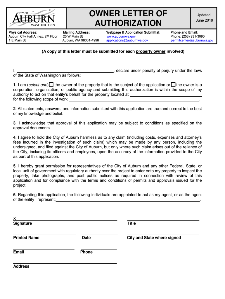 Fillable Online OWNER LETTER OF Fax Email Print - pdfFiller