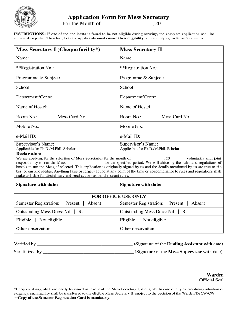 Mess Register Format - Fill Online, Printable, Fillable, Blank | pdfFiller