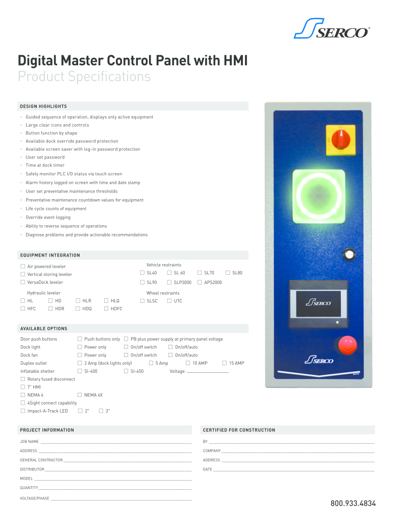Fillable Online Digital Master Control Panel with HMI Product ...