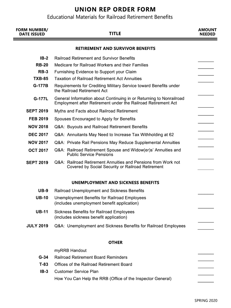 Fillable Online Union Rep Order Form Fax Email Print - pdfFiller