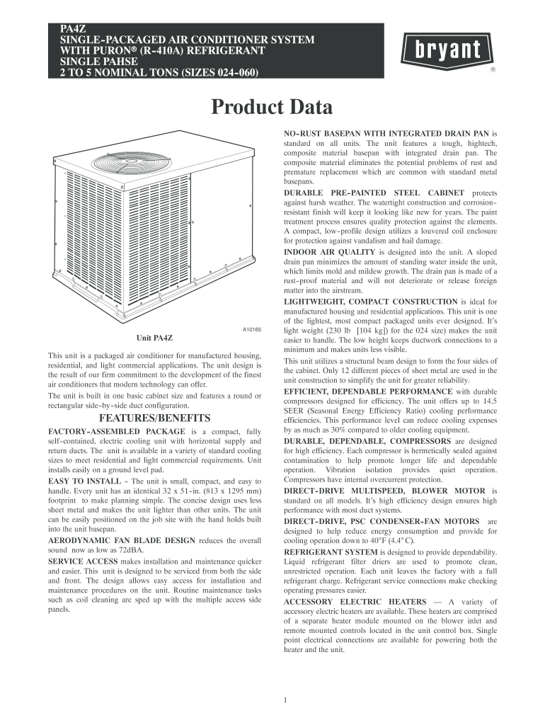 Fillable Online WITH PURONr (R--410A) REFRIGERANT Fax Email Print ...