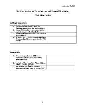 Fillable Online Nutrition Monitoring Forms Internal and External ...