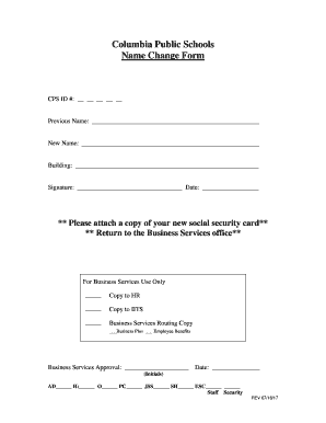 Fillable Online Columbia Public Schools Name Change Form Fax Email ...