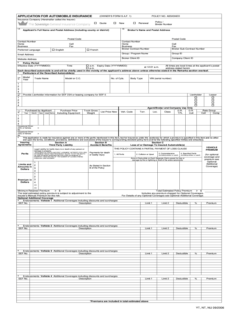 Fillable Online CSIO Industry Form - Alberta Application for Automobile ...