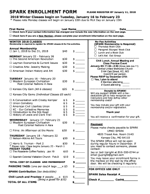 Fillable Online SPARK ENROLLMENT FORM Fax Email Print - pdfFiller
