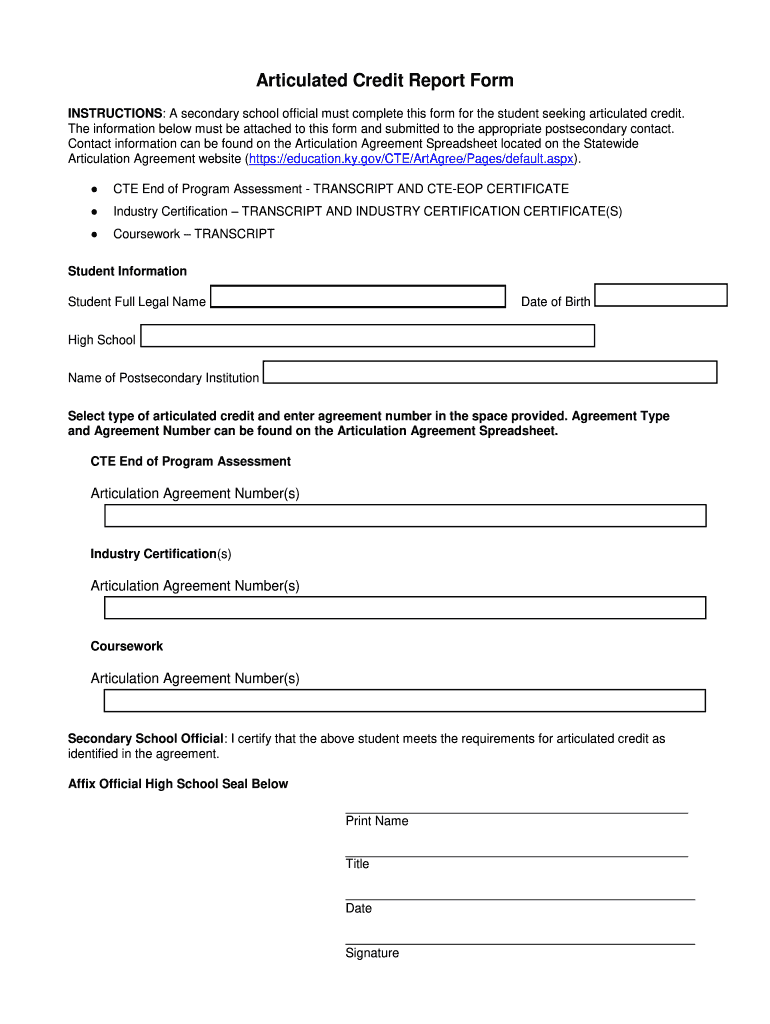 Fillable Online Articulated Credit Report Form Fax Email Print - pdfFiller