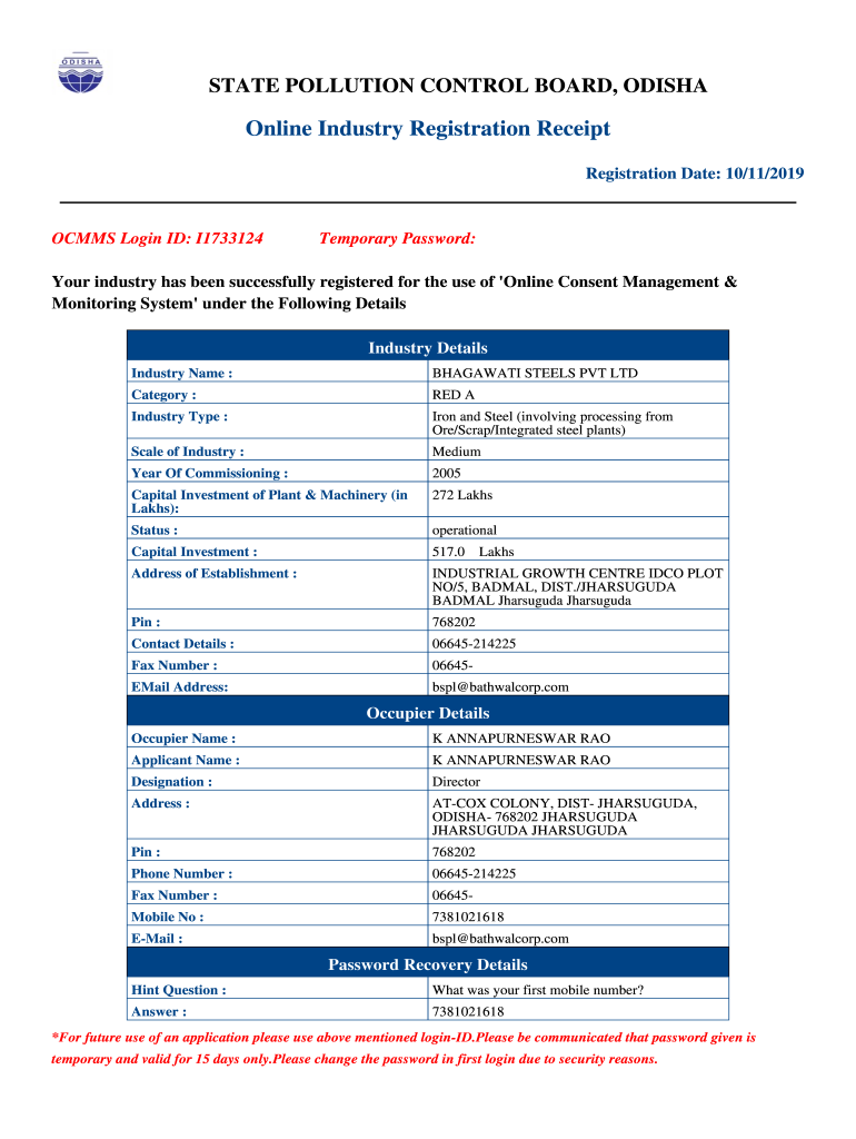 Ocmms Login Odisha - Fill Online, Printable, Fillable, Blank | pdfFiller