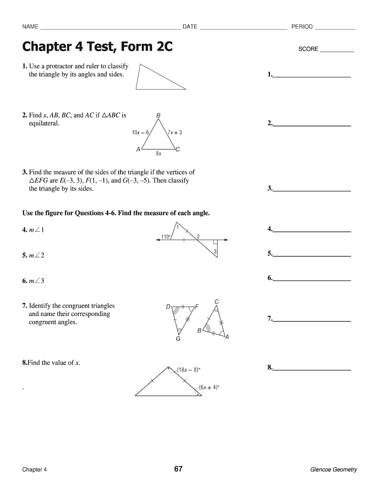 Fillable Online Chapter 4 Test, Form 2D - Morgan Park High School Fax ...