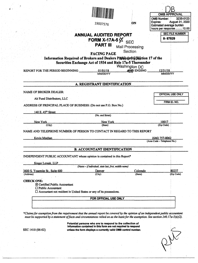 Fillable Online FORM X-17A-5 PART lil 140 E.45"'Street Fax Email Print ...