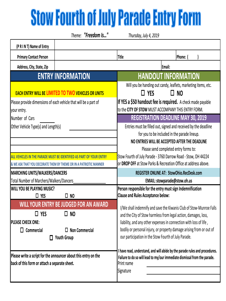 Fillable Online ENTRY INFORMATION HANDOUT INFORMATION Fax Email Print ...