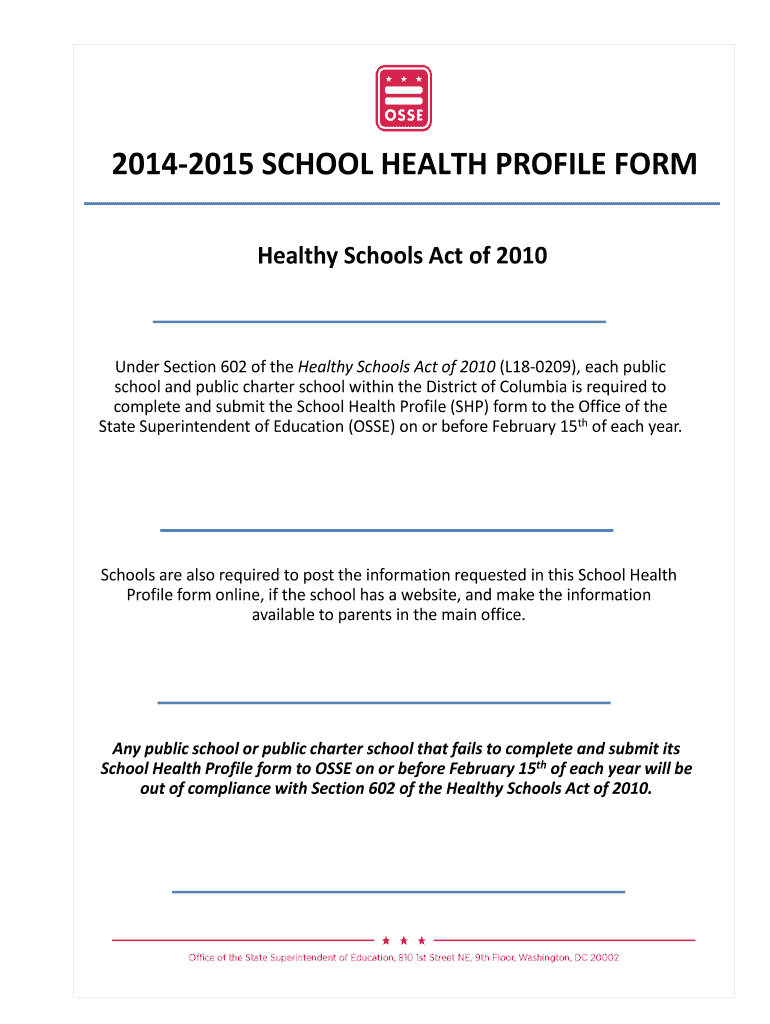 Fillable Online Fillable Online 2014-2015 SCHOOL HEALTH PROFILE FORM ...