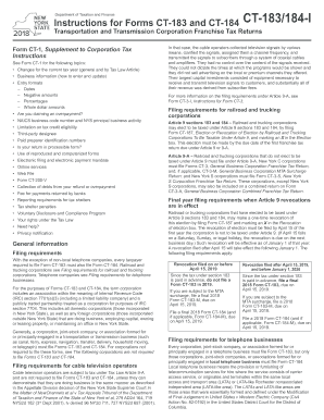 Fillable Online Form CT-183/184-I:2018:Instructions for Forms CT-183 ...