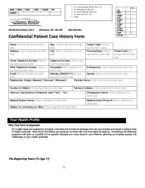 Fillable Online C/SP OTHER Confidential Patient Case History Form TOTAL ...