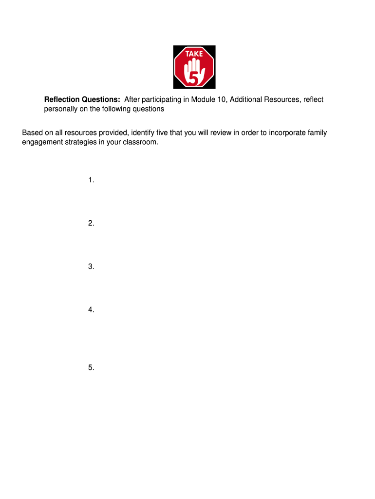 Fillable Online Reflection Questions: After participating in Module 10 ...