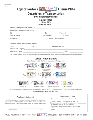 Fillable Online Application for a NASCAR License Plate Fax Email Print ...