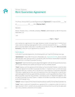 Fillable Online Rent Guarantee Agreement PDF - HubSpot Fax Email Print ...