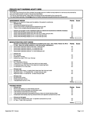 Fillable Online PRIVATE DUTY NURSING ACUITY GRID Fax Email Print ...