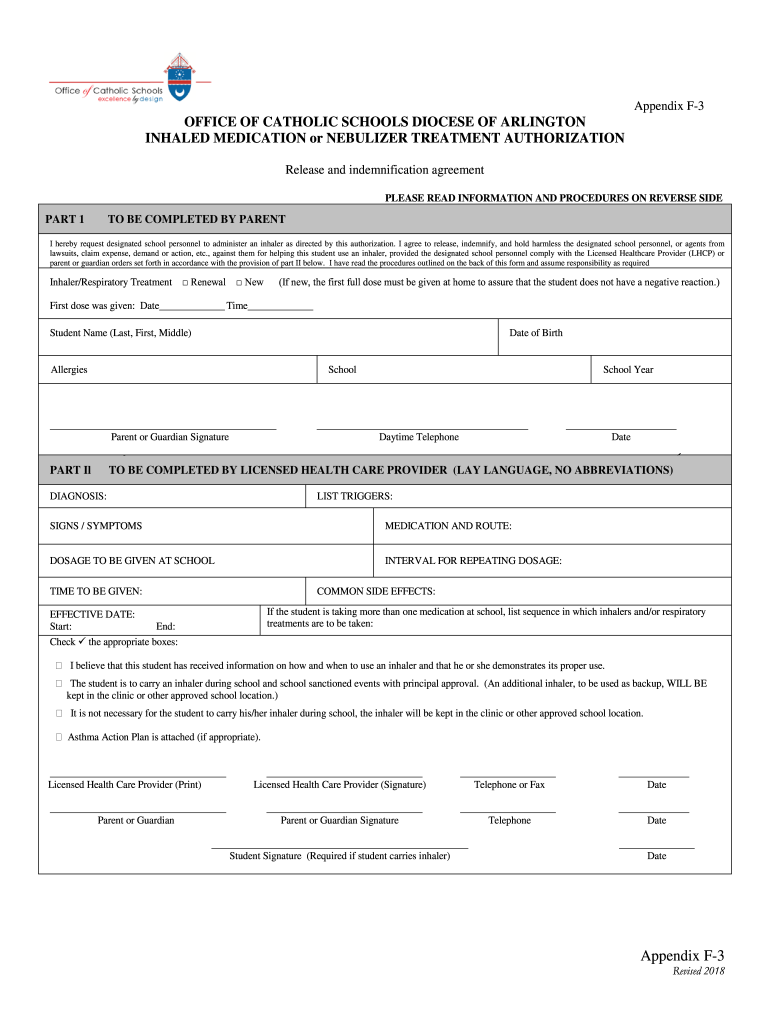 Fillable Online INHALED MEDICATION or NEBULIZER TREATMENT AUTHORIZATION ...