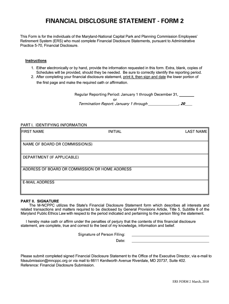 Fillable Online Financial Disclosure StatementS - ERS (Form 2)MNCPPC ...