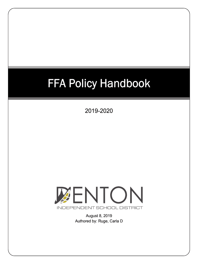 Fillable Online 19-20 Student-Parent Agricultural Department and FFA ...