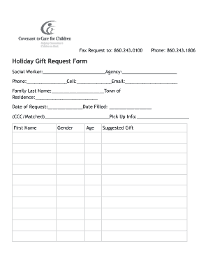Fillable Online Holiday Gift Request Form - Covenant to Care for ...
