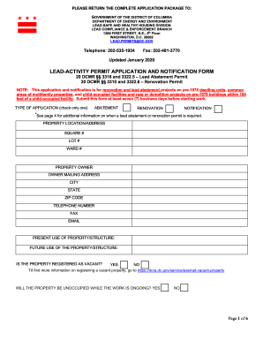 Fillable Online Lead Activity Permit Application and Notification Form ...