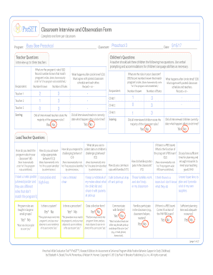 Fillable Online Classroom Interview and Observation Form Fax Email ...