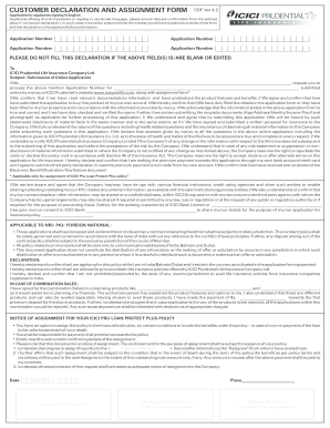 Fillable Online CUSTOMER DECLARATION AND ASSIGNMENT FORM CDF ... Fax ...