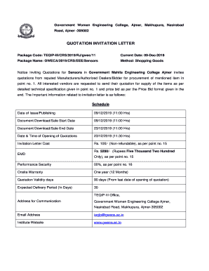 Fillable Online QUOTATION INVITATION LETTER Fax Email Print - pdfFiller