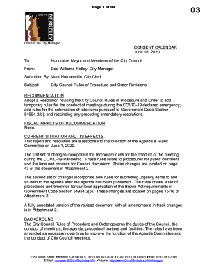 Fillable Online City Council Rules of Procedure and Order Revisions Fax ...