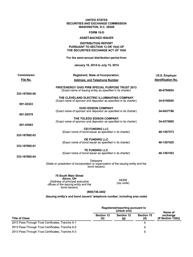 Fillable Online Form 10-D July 30, 2014 Fax Email Print - pdfFiller