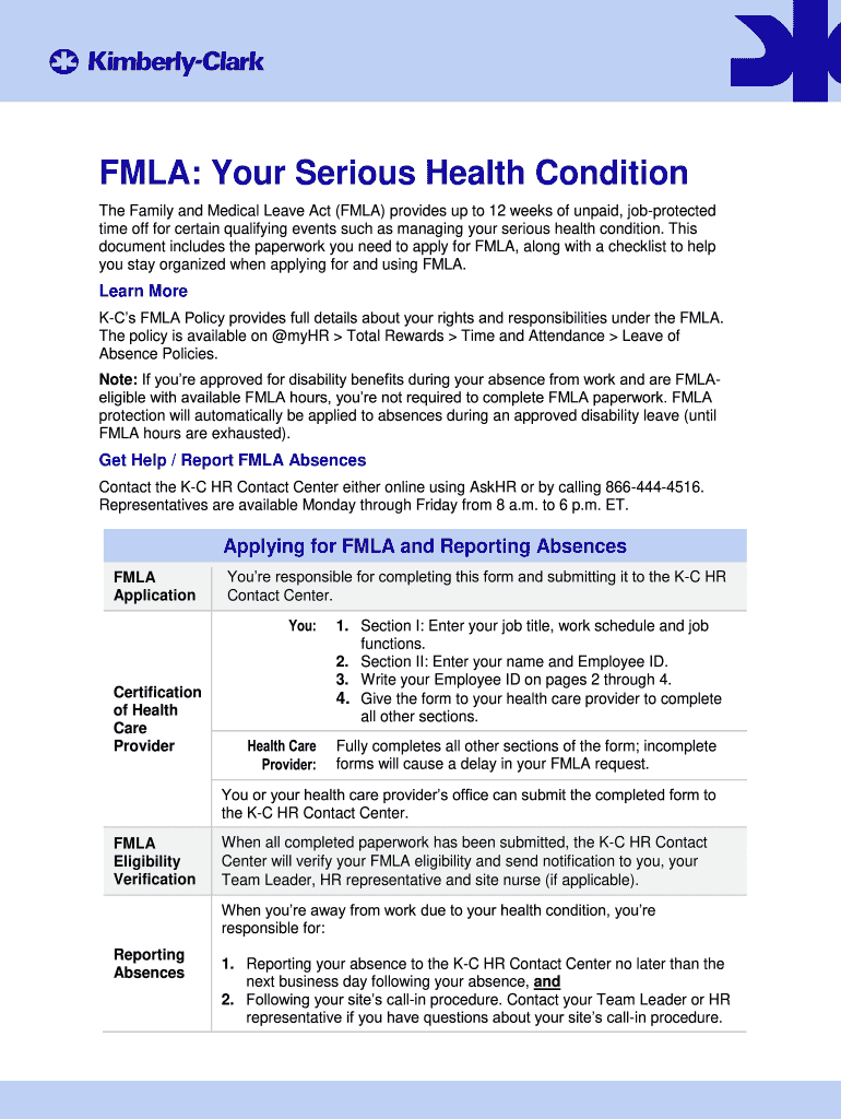 Fillable Online FMLA: Your Serious Health Condition Fax Email Print - pdfFiller