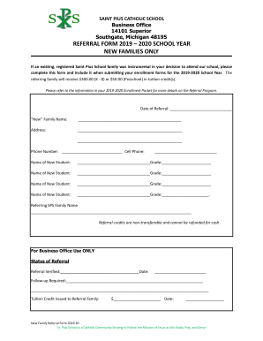 Fillable Online New Family Referral Form 2019-2020 Fax Email Print ...