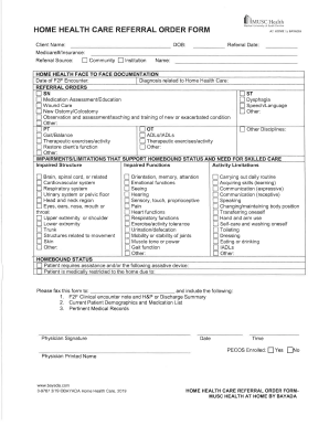 Fillable Online Home Health Care Referral Order Form Fax Email Print ...