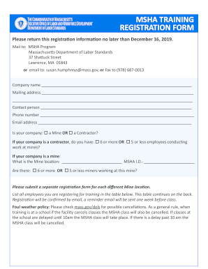 Fillable Online MSHA TRAINING Fax Email Print - pdfFiller