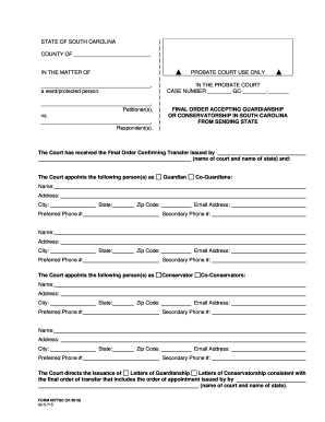 Fillable Online OR CONSERVATORSHIP IN SOUTH CAROLINA Fax Email Print ...