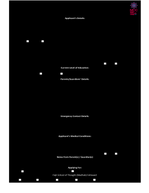 Fillable Online MCC Madani Madrasah Application Form Fax Email Print ...