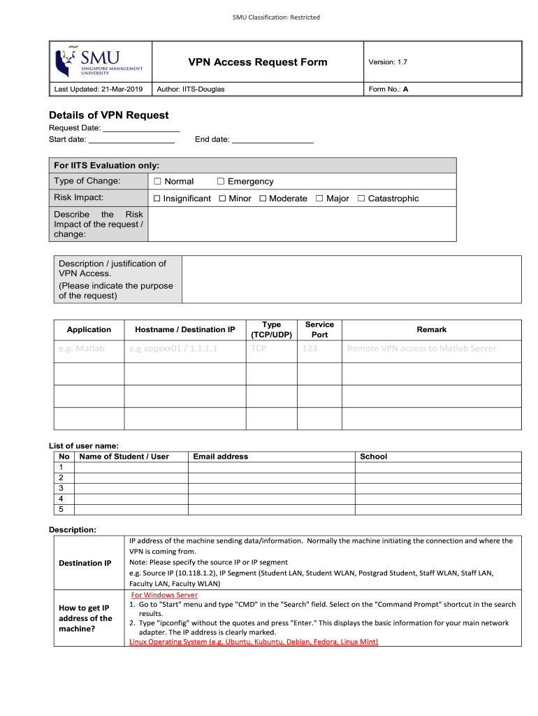 Vpn Access Request Form Template - Fill Online, Printable, Fillable ...