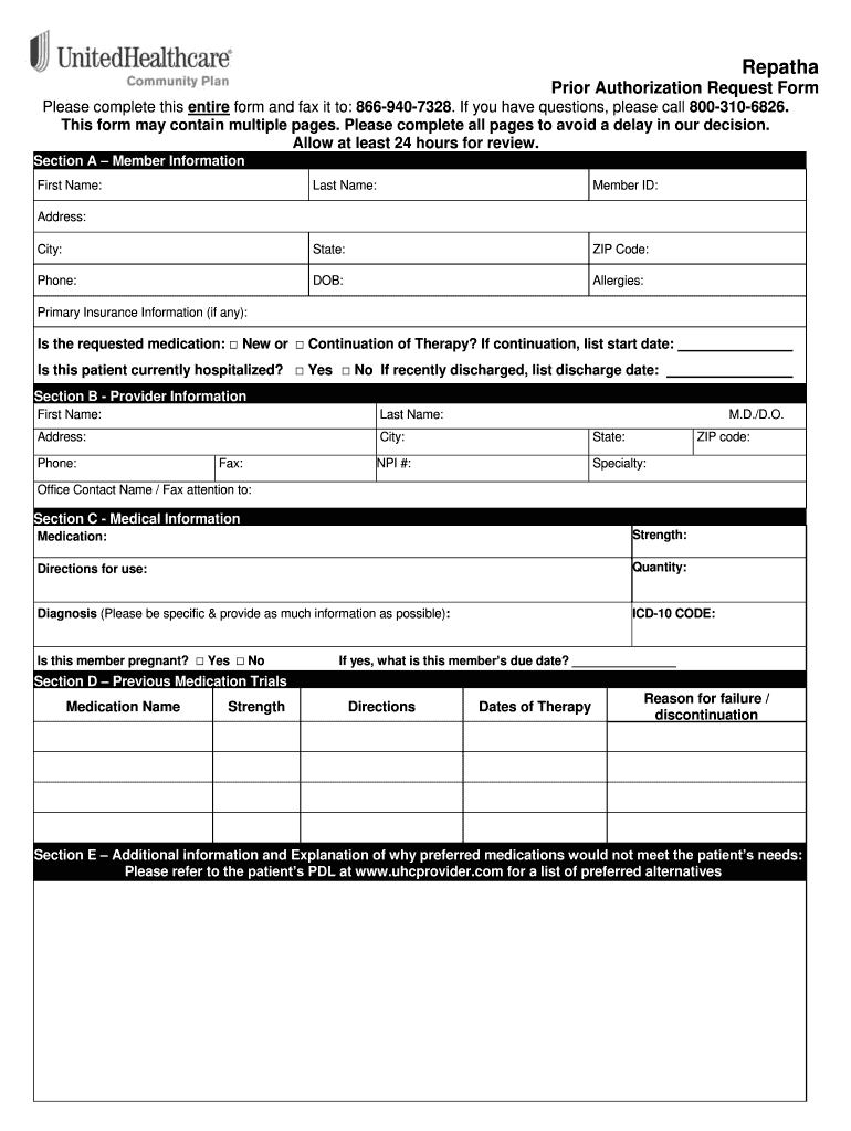 Fillable Online Repatha Prior Authorization Request Form (Page 1 of 3 ...