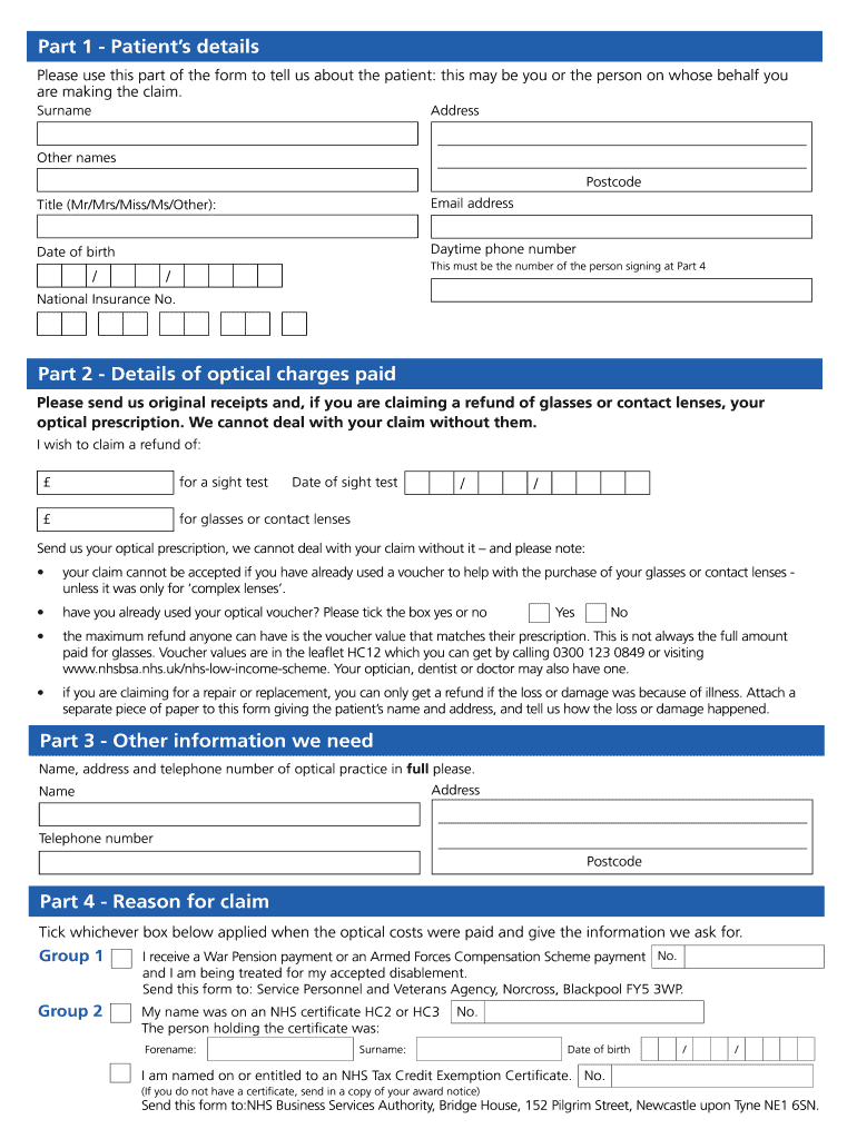 Fillable Online optical costs Fax Email Print - pdfFiller
