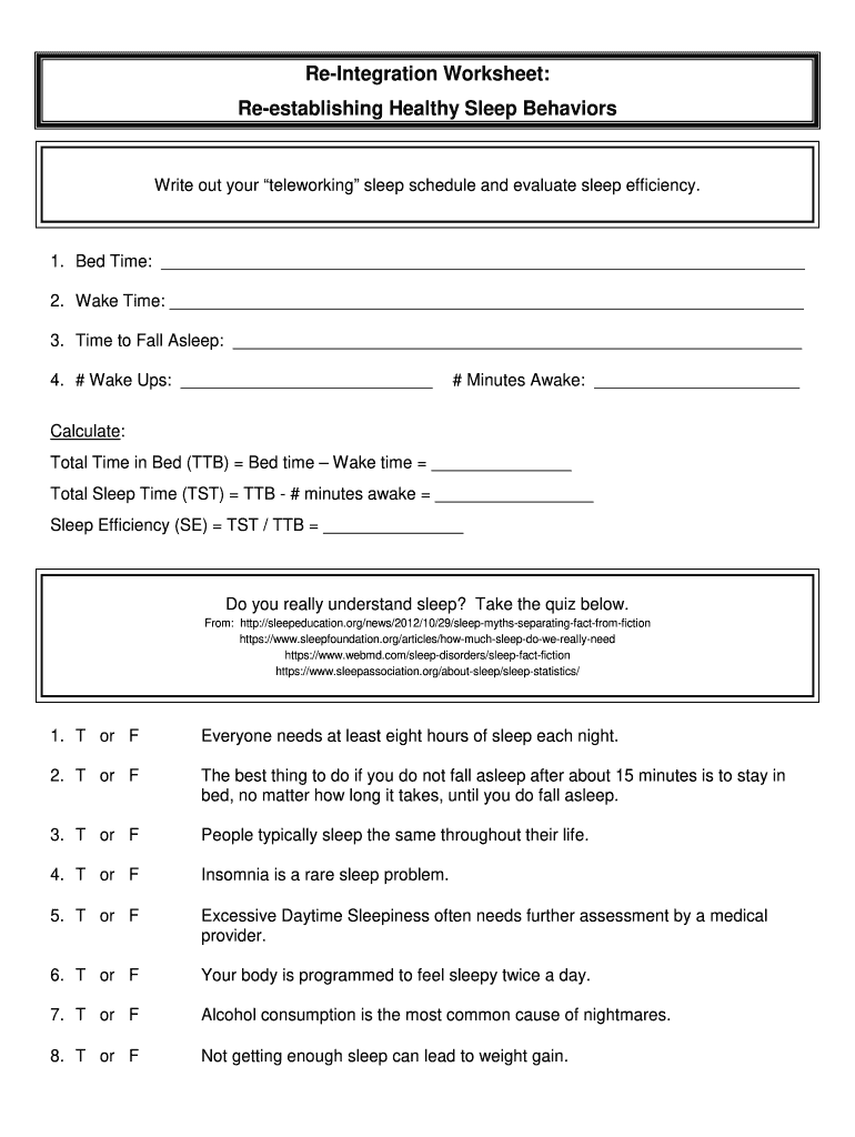 Fillable Online Re-Integration Worksheet: Fax Email Print - pdfFiller